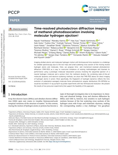 Pdf Time Resolved Photoelectron Diffraction Imaging Of Methanol