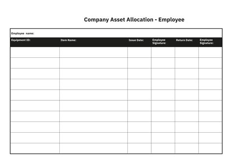 Hr Company Asset Allocation Form Etsy