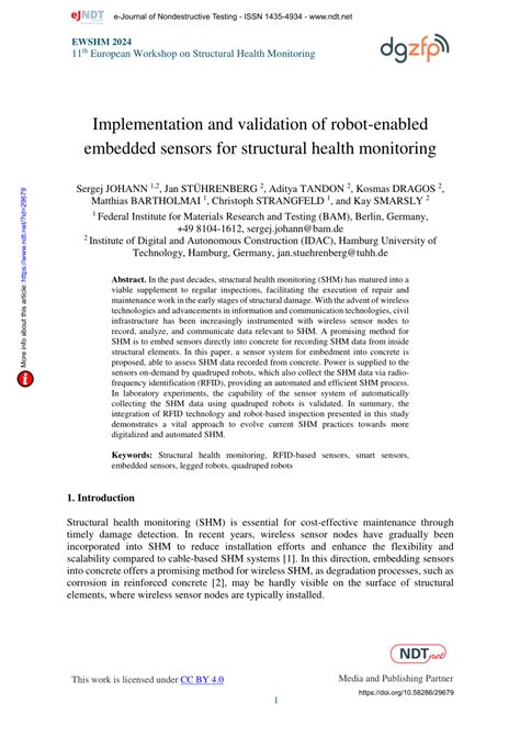 Pdf Implementation And Validation Of Robot Enabled Embedded Sensors