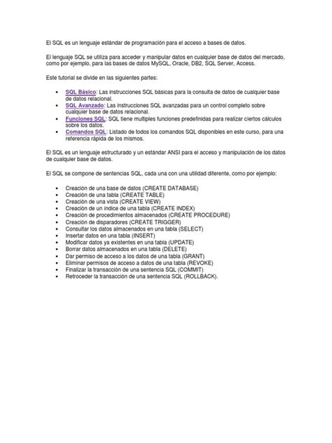 Manual Sql Pdf Sql Ciencias De La Información