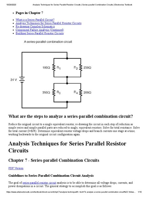 Analysis Techniques For Series Parallel Resistor Circuits Series Parallel Combination Circuits