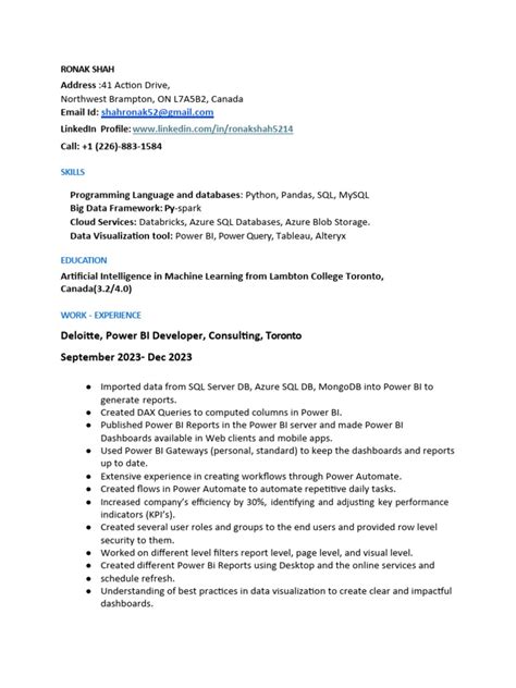 Ronak Shah Resume Pdf Microsoft Sql Server Databases