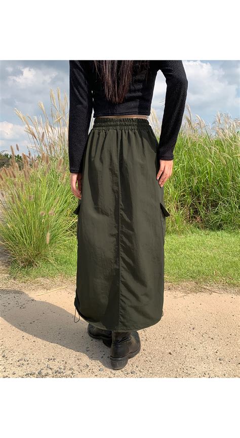 4천장돌파 Made 빅사이즈 S 4xl 제더 스트링 카고 롱 스커트 롱스커트