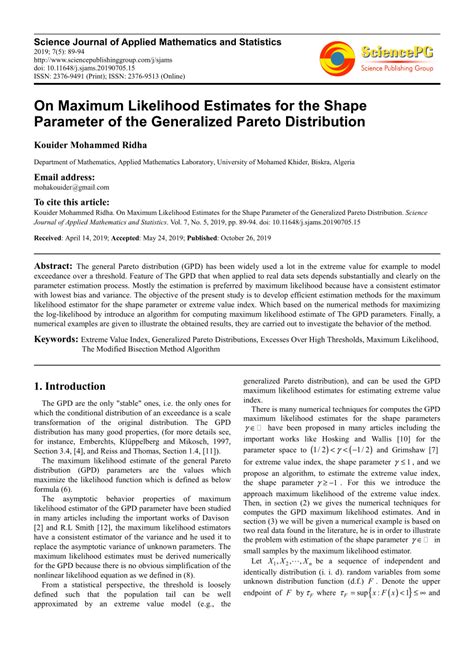 Pdf On Maximum Likelihood Estimates For The Shape Parameter Of The