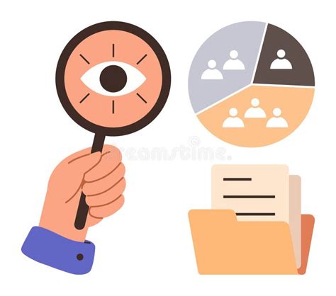Hand Holding Magnifying Glass Team Structure Diagram And Document