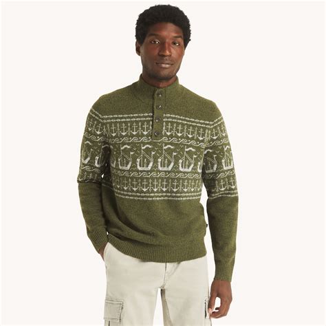 Fair Isle Mock Neck Sweater Nautica