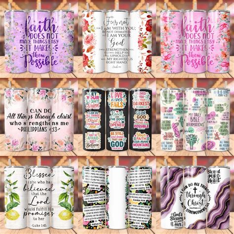 60 Bible Verse Tumbler Wrap Bundle 20oz Skinny Tumbler Christian