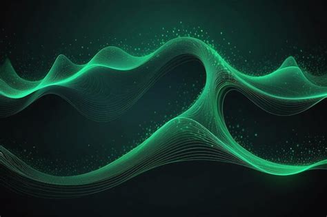 Premium Photo Abstract Green Particle Background Flow Wave With Dot
