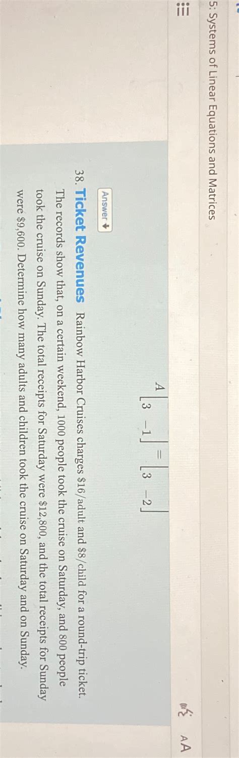Solved 5 Systems Of Linear Equations And Matrices 38 Chegg Com