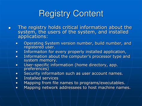 PPT The Registry PowerPoint Presentation Free Download ID