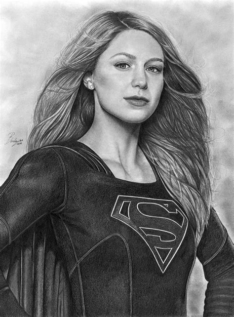 Supergirl Portrait Superhéroe Femenina Dibujos Realistas Fotos De Flash