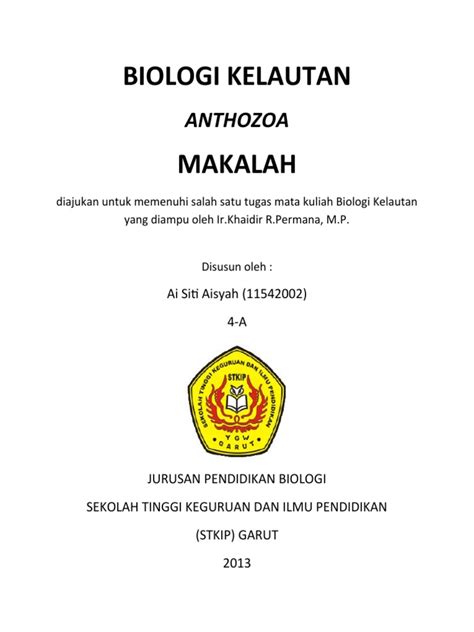 Karakteristik Kelas Anthozoa Dalam Biologi Pdf