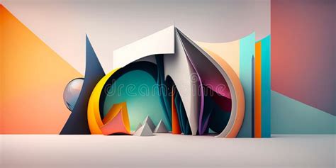 Minimalistic Abstract Composition With Bold Lines And Pastel Generative Ai Stock Illustration