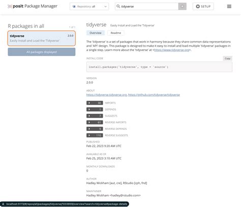 viewing package details posit package manager