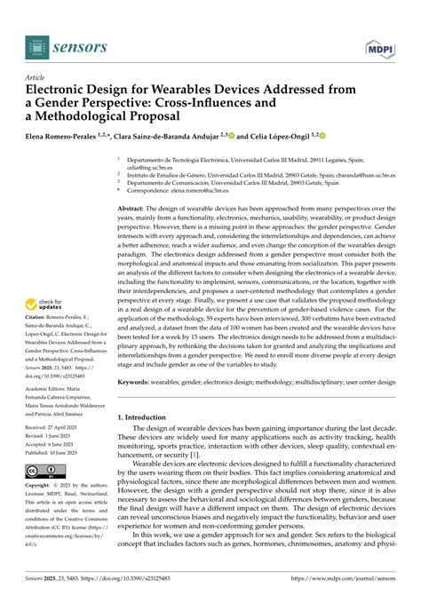PDF Electronic Design For Wearables Devices Addressed From A Gender Perspective Cross