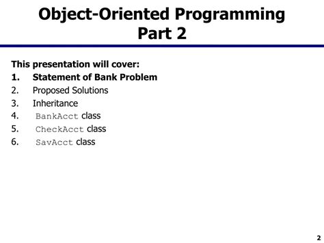 Ppt Object Oriented Programming Part 2 Bank Account Exercise