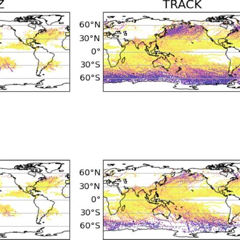 Top Row Maps Of The Fa Tracks Color Coded According To Their Intensity