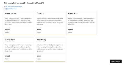 Semantic Ui Stackable Card Example Codesandbox