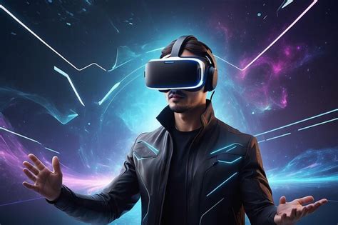 Premium Photo Exploring The Futuristic Metaverse Man Immersed In Virtual Reality With Vr Headset