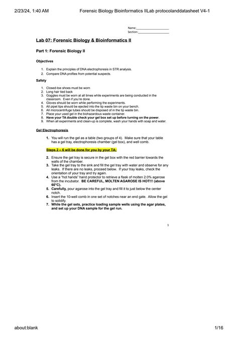 SOLUTION Forensic Biology Bioinformatics Lab Protocolanddatasheet V Studypool