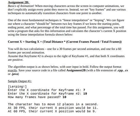 Solved Assignment B Basics Of Animation When Moving Chegg