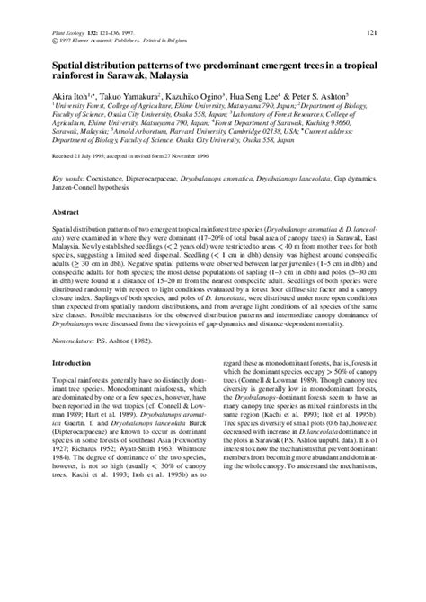 Pdf Spatial Distribution Patterns Of Two Predominant Emergent Trees