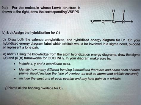 9a for the molecule whose lewis structure is shown to the right draw