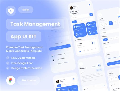 E Task Management Mobile App Ui Kits Template Ui Kits Ui Kit Mobile App Ui App Ui