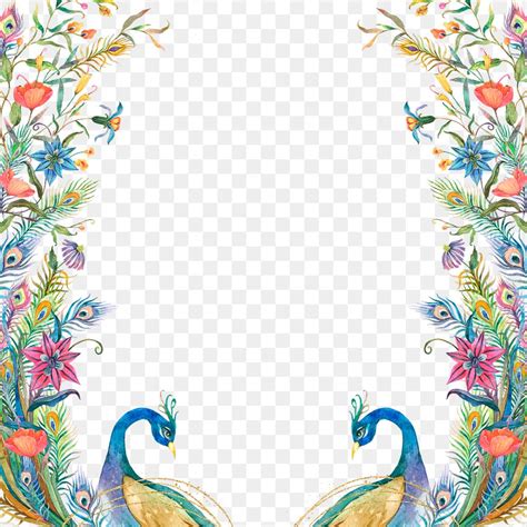 Png Frame With Watercolor Peacock Premium Png Rawpixel
