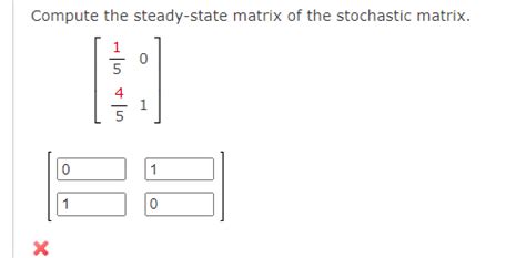 Solved Compute The Steady State Matrix Of The Stochastic