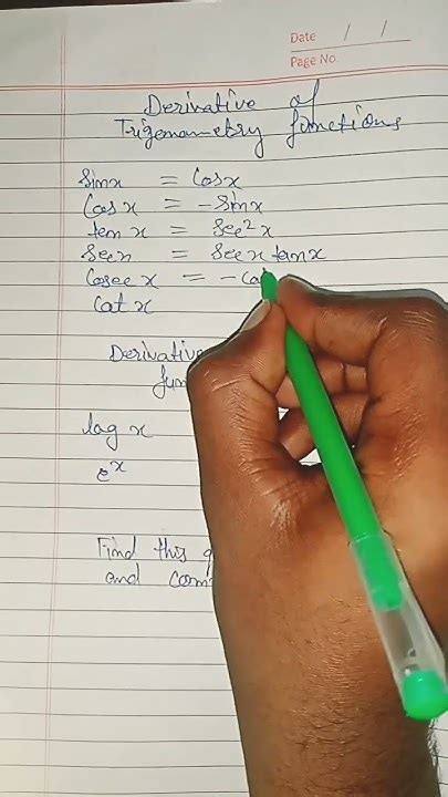 Derivative Of Trigonometry Function Youtube