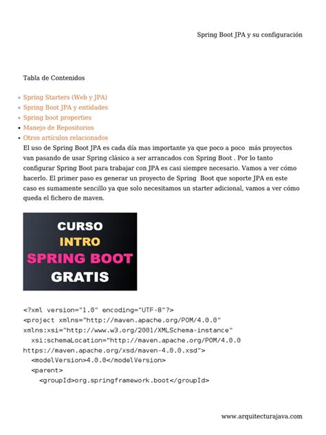 Spring Boot Jpa Y Su Configuración Pdf Gestión De Tecnología De La Información Datos De