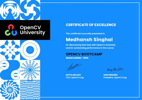 Completed Computer Vision Course With Opencv Medhansh Singhal Posted