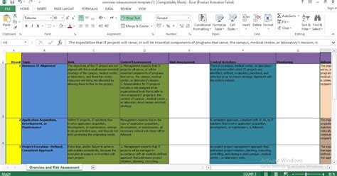 Risk Assessment Excel Template Software Engineering