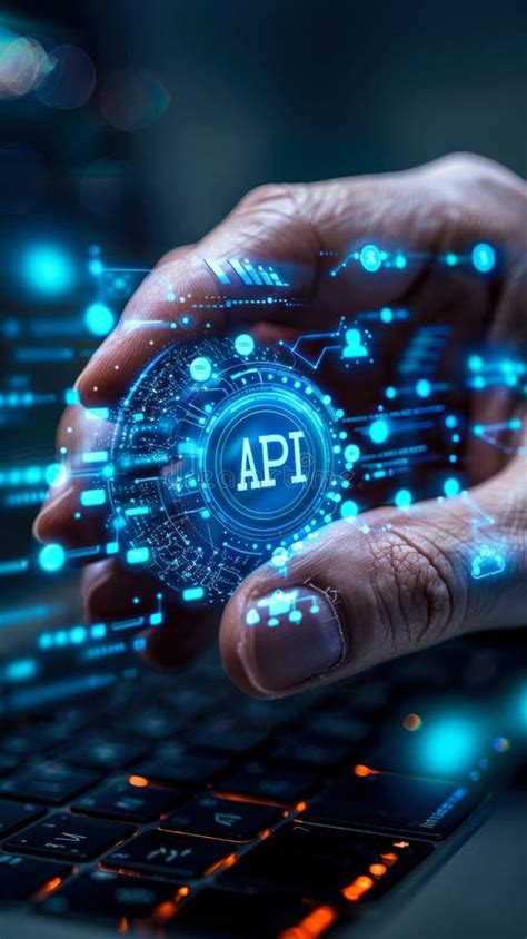 technology executive displaying api integration concept with glowing