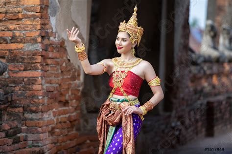 Asia Woman Wearing Traditional Thai Dressthe Costume Of The Stock