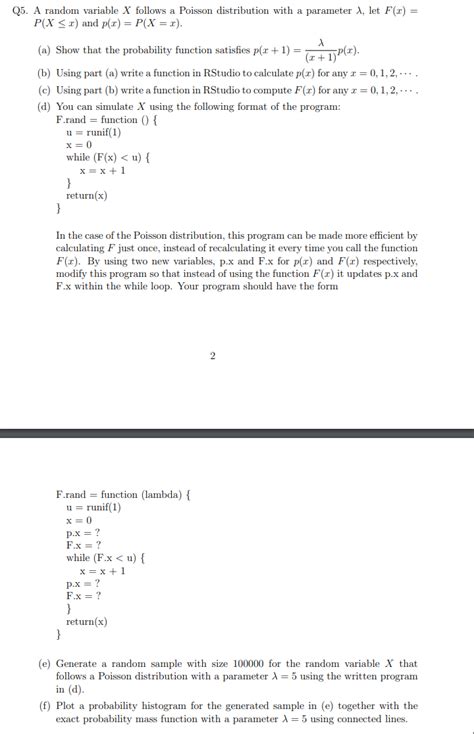 solved 5 a random variable x follows a poisson distribution