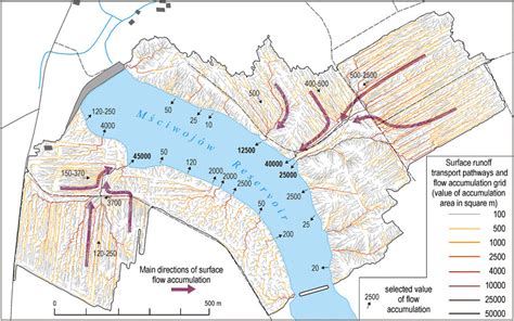 Surface Runoff Transport Pathways And Flow Accumulation Grid Surface Runoff Transport Pathways And Flow Accumulation Grid