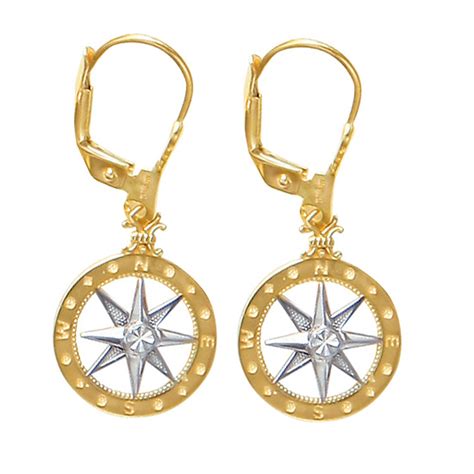 Compass Rose Earrings 14kt Two Tone Cedar Chest Sanibel