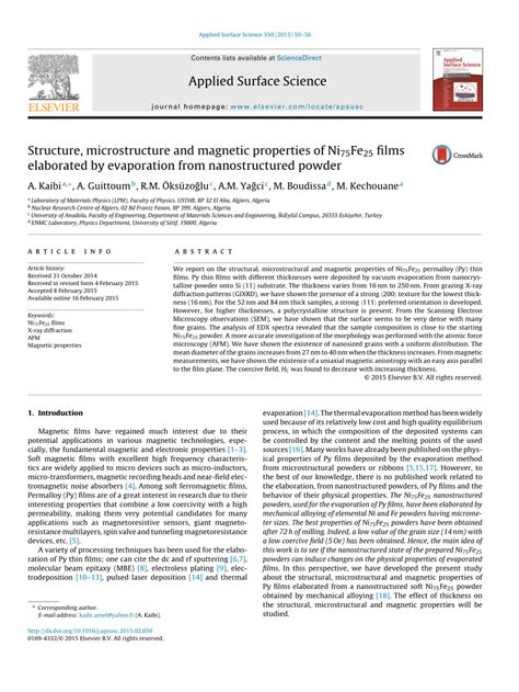 Pdf Microstructure Evolution And Magnetic Properties Of Nanocrystalline Ni75fe25 Thin Films