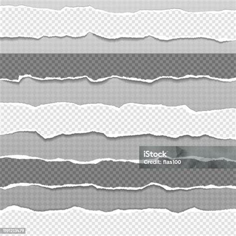 찢어진 흰색과 회색 사각형의 조각은 부드러운 그림자와 현실적인 수평 종이 스트립어두운 배경에 있습니다 벡터 일러스트레이션 0명에