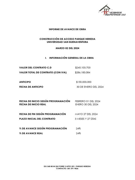 Rme De Avance De Obra 02 03 24 Pdf