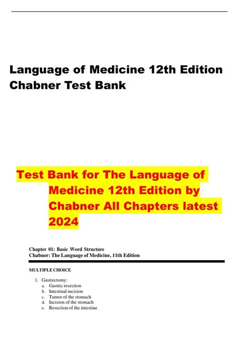 Language Of Medicine Th Edition Chabner Test Bank Test Bank For The Language Of Medicine Th