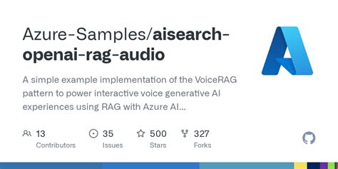 Github Azure Samplesaisearch Openai Rag Audio A Simple Example Implementation Of The