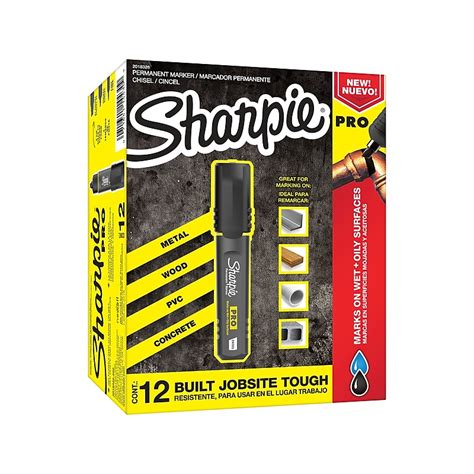 Sharpie Pro Permanent Markers Chisel Tip Black 12 Pack 2018326a Image 1