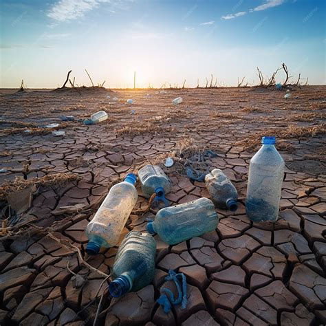 Premium Ai Image Plastic Water Bottles On Dry Soil Plastic Pollution