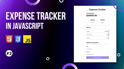 Expense Tracker In Javascript Responsive Js Tutorial 2 Html Css Js Youtube