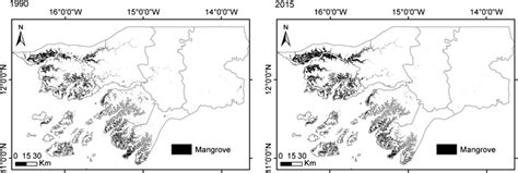 Mangrove Spatial Distribution In Guinea Bissau In 1990 And 2015