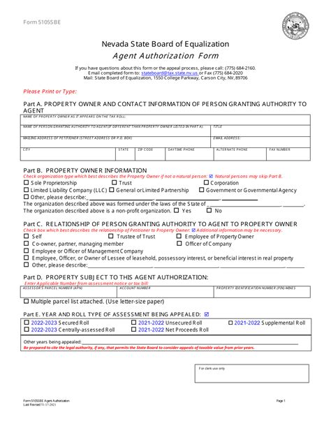 Form 5105sbe Download Printable Pdf Or Fill Online Agent Authorization