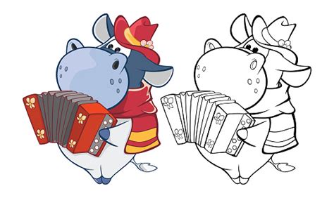 당신이 디자인 및 컴퓨터 게임을 위한 귀여운 만화 캐릭터 암소의 벡터 일러스트 레이 션 색칠 하기 책 개요 세트 귀여운에 대한 스톡 벡터 아트 및 기타 이미지 Istock